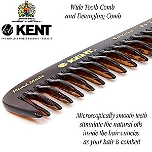 Kent 21T 8 Inch Large Hair Detangling Comb, Wide Teeth for Thick Curly Wavy Hair. Long Hair Detangler Comb For Wet and Dry. Handmade of Quality Cellulose, Saw-Cut Hand Polished, Made in England
