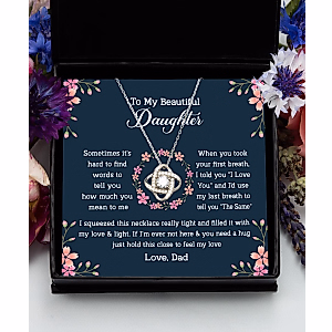 PRINT9GIFT To My Daughter Necklace From Dad, Jewelry Pendent Necklace with Message Card Birthday Gifts Idea For Daughter From Father