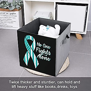Cervical Cancer Awareness Flag Storage Bins Cubes Foldable Fabric Organizers with Handles Clothes Bag Book Box Toys Basket for Shelves Closet 10.6"