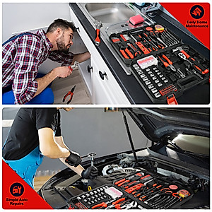 GoYwato Home Tool Kit 287PCs - Complete Repair General Hand Tool Set for Men Women - Household Tool Kit for Home Improvement with Hammer & Pliers Set & Ratchet Wrench & Socket & Portable Tool Box Case