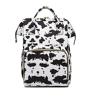 Ruzida Cow Spots Print Diaper Bag Backpack Maternity Baby Changing Bag Large Capacity Backpacks