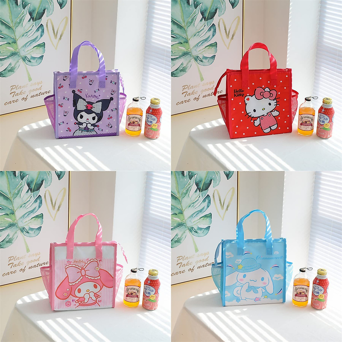 Eiodlulu Cartoon Bag Box Cute Anime Reusable Cooler Large Capacity Insulated Waterproof Tote For Picnic Work Outdoor Camping (Purple)