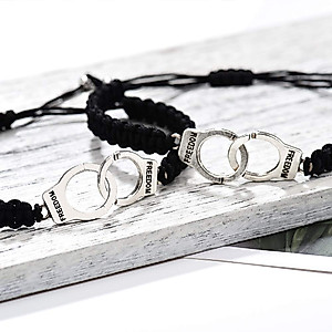 MANVEN Best Friend Friendship Bracelets for 2 Partners in Crime Bracelets for 2 Guy Best Friend Handcuff Matching Bracelet for Women Men Bestie