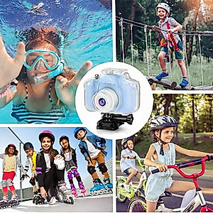 BKMLSR Kids Video Camera Waterproof 1080P HD 12MP Digital Children Action Cameras Toddler Camcorder with 32GB Card for 3-12 Years Old Girls Boys Christmas Birthday Gifts - Blue