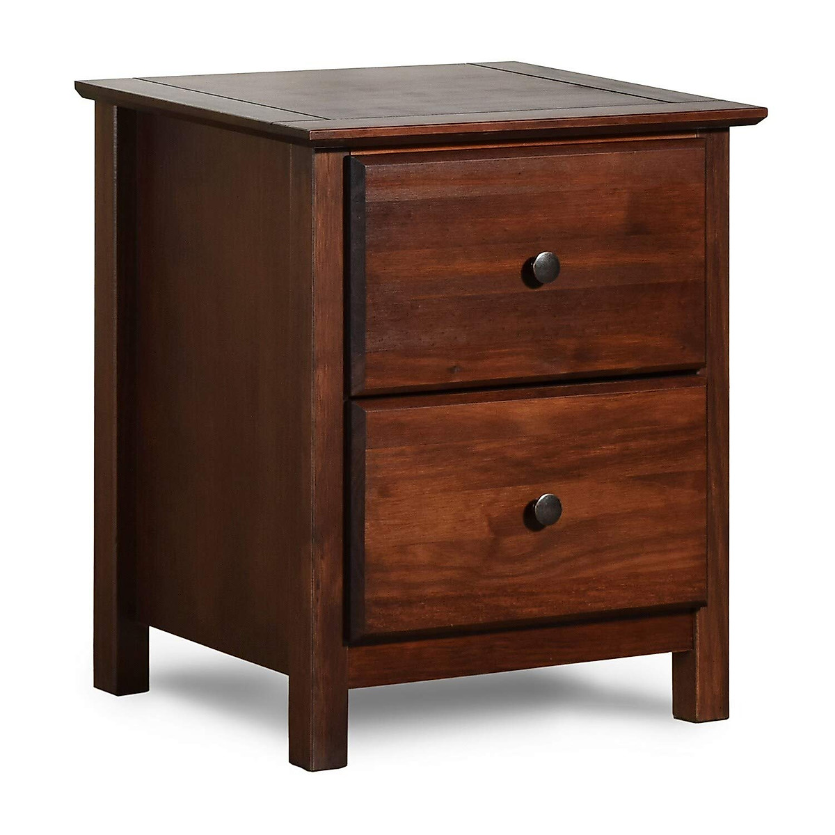 Grain Wood Furniture Shaker 2-Drawer Bedside Nightstand, Solid Wood with Cherry Finish