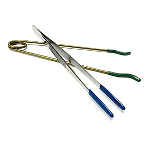 Set of 2 Steam Tweezers Ultrasonic Set Rubber Tips 8" Long and Inside Ring Holder for Steam and Ultrasonic Cleaning Jewelry Tool Tips Coating for Securely Holding to Not Mar Scratch the Article By JTS