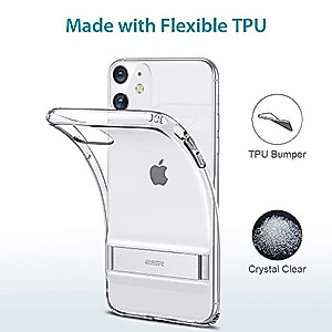 ESR Metal Kickstand Designed for iPhone 11 Case, [Vertical and Horizontal Stand] [Reinforced Drop Protection] Flexible TPU Soft Back for iPhone 11 (2019 Release), Clear
