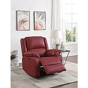 Acme Furniture PU Upholstered Power Recliner with USB Port, Red
