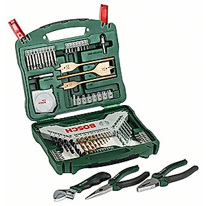 Bosch 2607017197 Universal X-Line Titanium Drill and Bit Set - Green/Grey (70-Piece)