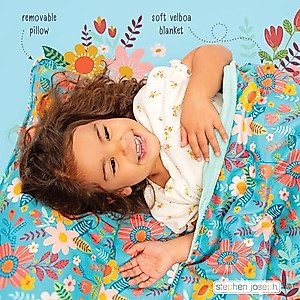 Stephen Joseph, Toddler All Over Print Nap Mat with Soft Blanket and Removable Pillow for Boys & Girls, Kids Sleeping Bag for Elementary, Daycare, Preschool with Carry Handle, Dino