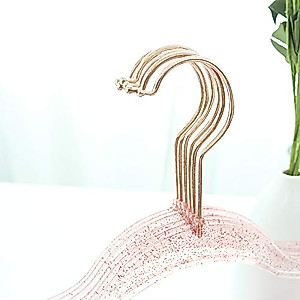 DOTMALL Plastic Glitter Coat Hanger, Non-Slip Space Saving Suit Hangers,Suits Hangers,Heavy Duty Clothes Hanger- Pack of 10 (Pink Gold)