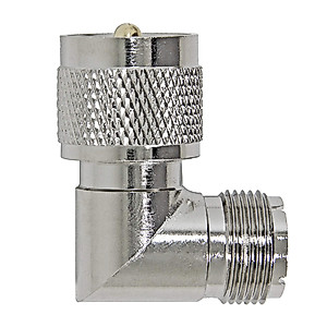 PL259 Right Angle, 2 Pack UHF Male to Female Coax Connector Adapter, 90 Degree Elbow for CB Ham Radio Antenna, Coaxial Cable