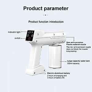 Disinfectant Fogger,Handheld Rechargeable Nano Atomizer,Blue Light Steam Spray Disinfection Sprayer,Touch Screen Smart Version for Home, Office, School Or Garden