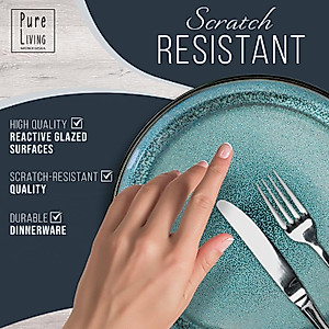 PURE LIVING INTERIOR DESIGN Stoneware Coffee Mugs Set of 4, Stylish Coffee Mug Set modern petrol-blue, 14.5 Oz Coffee Cups Ceramic, Dishwasher and Microwave Safe Mug, Ceramic Mug, Coffee Cup Set