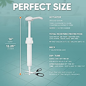 Gallon Pump Dispenser - Dispenses 1 Ounce Per Stroke - for Plastic or Glass Bottles – Heavy-Duty Leak Proof for Commercial and Household Use - Plastic Pump for 1 Gallon Jug – BPA Free (Pack of 4)