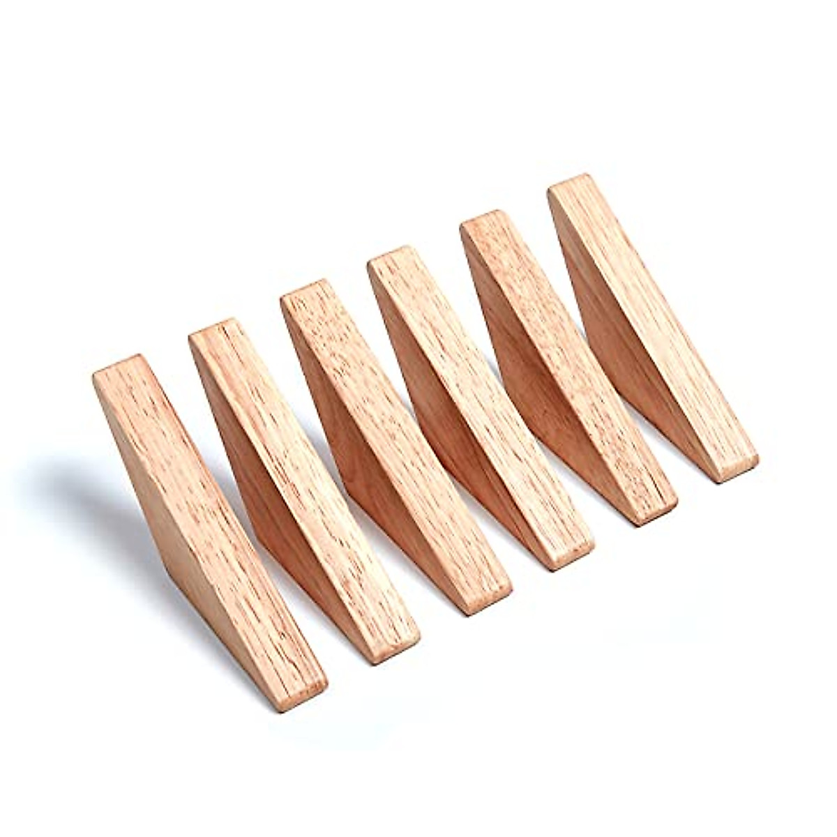 DUUO LONANGG Wooden Hooks Wall Hooks, Coat Hooks, Rubber Wood Hooks (Pack 6) Wall Hangers Hooks for Hanging Coats, Hats Hooks, Bags Hooks Towels Hooks, Decorations Triangle Hook