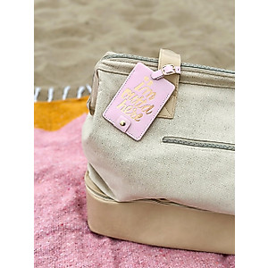Ban.do Getaway Suitcase Tag for Travel, Pink Durable Vegan Leather Luggage Identifier, I'm Outta Here