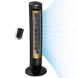 LASKO T42050 42" Wind Curve Tower Fan with Sleep Mode and Remote Control (Black/Woodgrain) (Renewed)