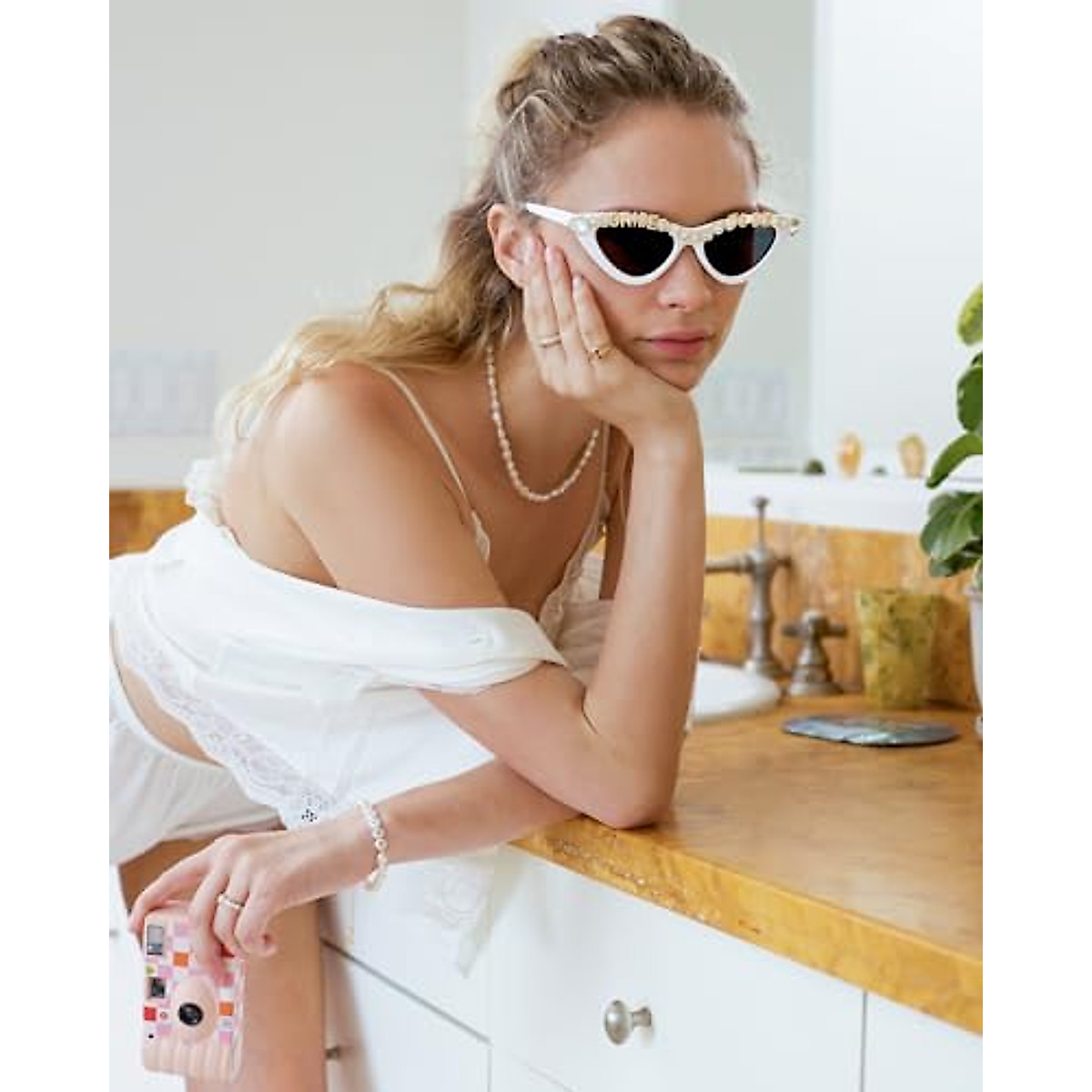 xo, Fetti Bachelorette Party Bride To Be Sunglasses | White Cat Eye Bedazzled Bach Decoration, Bridesmaid Sunnies Favor, Bride to Be Gift + Bridal Shower Supplies