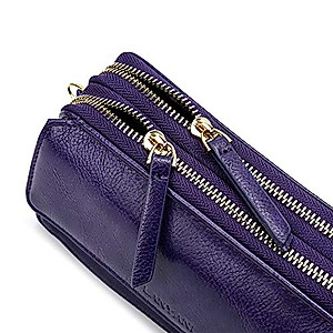 Women Crossbody Wallet RFID Blocking Cell Phone wristlet Purse with shoulder strap small cross body bag (purple)