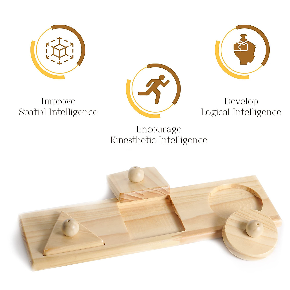 Handreamy Organic Geometric Wooden Puzzles Toys with Pattern Blocks & Boards | Educational Shape Recognition for Toddlers | Preschool Learning Activities for Kids Ages 3+