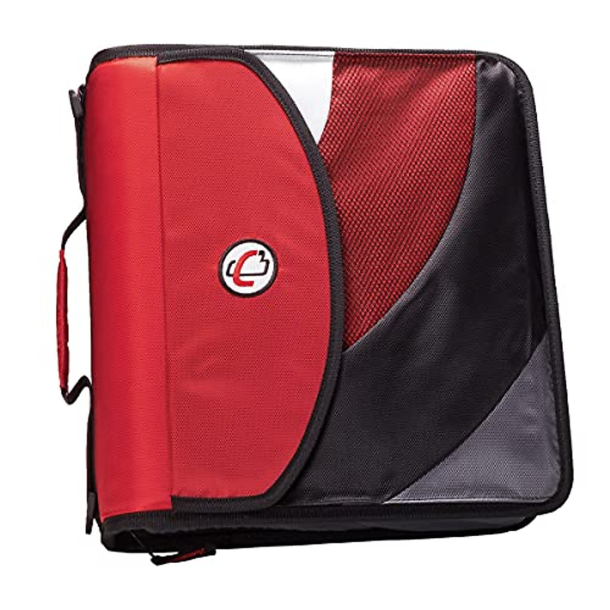Case-it Dual Zipper Binder Backpack - 2 Inch D-Rings- 4-Inch Capacity w/Hold Down Pages, [Red] Dual-301