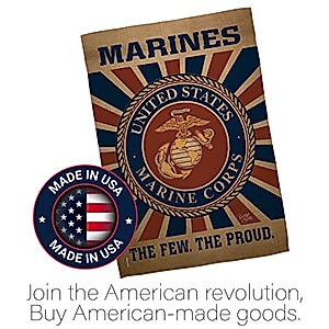 Marine Corps Garden Flag - Set Wall Holder Armed Forces USMC Semper Fi United State American Military Veteran Retire Official - House Banner Small Yard Gift Double-Sided Made In USA 13 X 18.5