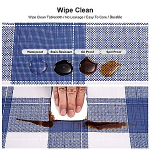 VARWANEO Checkered PVC Tablecloth Rectangle Waterproof Vinyl Table Cloth Oil Proof Spill Proof Washable Wipeable Gingham Table Cloth Great for Dinner Party and Picnic