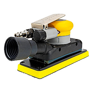 UPWOOD 2-3/4" x 8" Dust-free Air Orbital Sander, 70 mm x 198 mm 1/8 in Orbit, 10,000 Max OPM Dust Bag Style Central Vacuum with Extra Hook-Loop Pad and 15pcs (80/120/180/320/400) mesh sandpapers