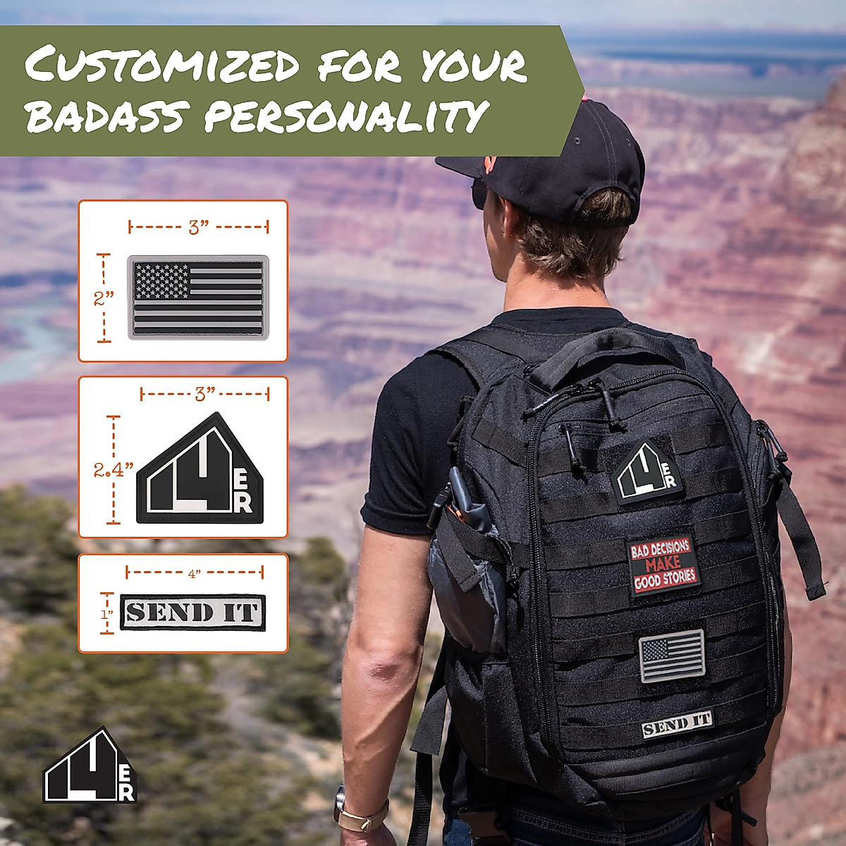 14er Tactical Morale Patches | Embroidered Military Patches Hook & Loop Funny Tactical Patches for Backpacks, Hats, Vest | Airsoft Patches for Jackets, Backpack Patches | Morale Patch Bundle (14-pack)