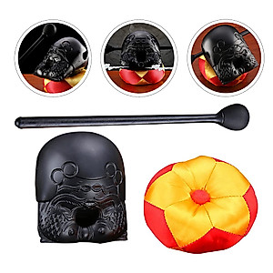 Cabilock Buddhist Wood Fish Zen Drum: Temple Block with Hammer and Cushion Musical Decoration for Meditation Classroom