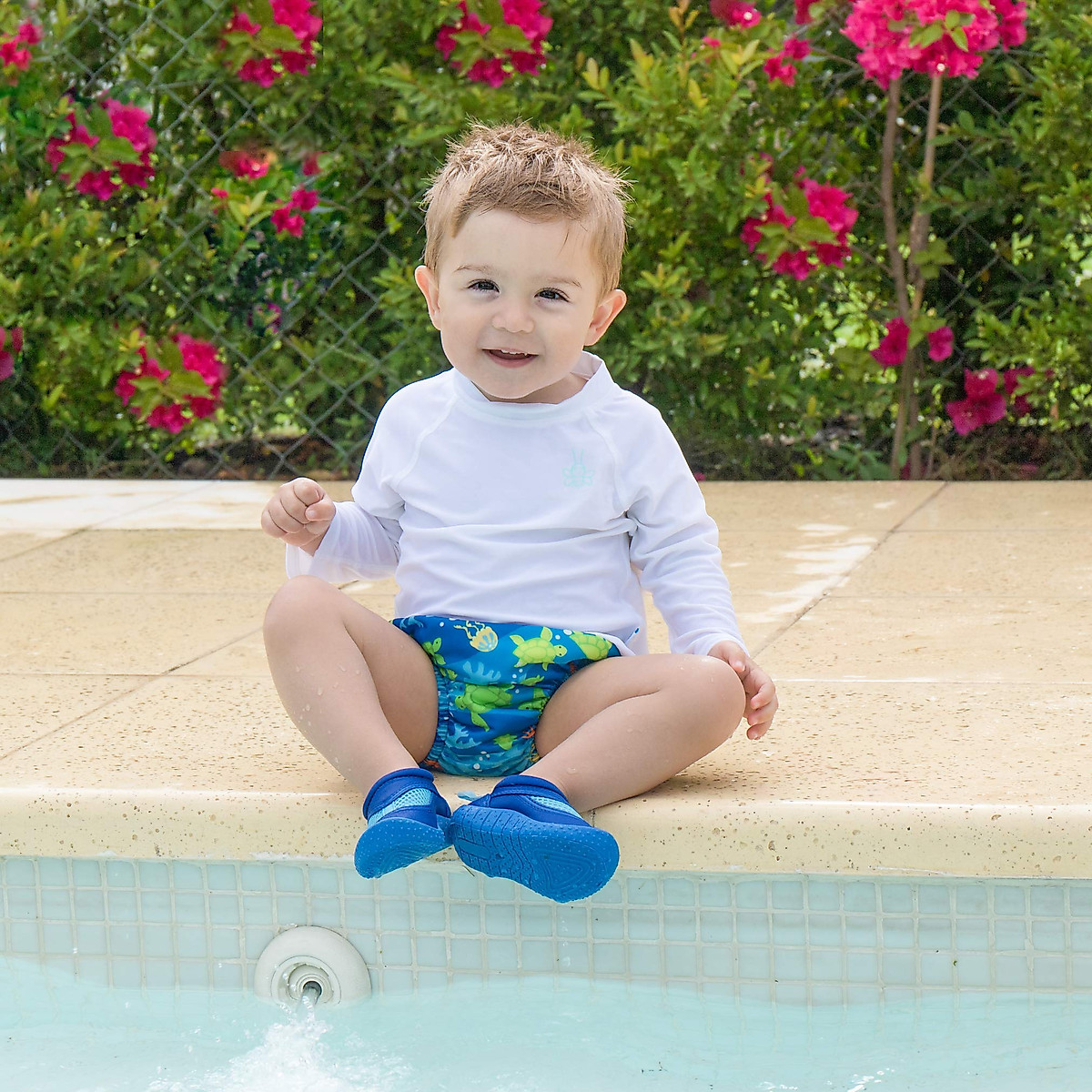 green sprouts Boys' Snap Swim Diaper, Royal Blue Turtle Journey, 5T