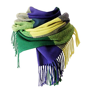 YSense Women's Long Plaid Blanket Scarf Chunky Oversized Winter Fall Warm Scarf Big Tartan Scarves Wrap Shawl Ladies Gifts