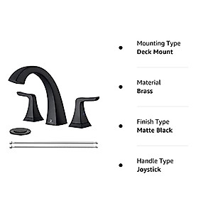 Matte Black Bathroom Faucet,Widespread Bathroom Sink Faucet for 3 Hole,2 Handles Bathroom Vanity Faucet 8 Inch,HOMELODY Lavatory Faucet for Sink with Pop Up Drain
