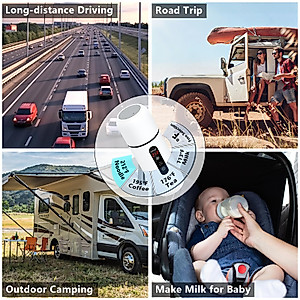 Car Kettle, 12V/24V Portable Electric Travel Kettle 420ML & 304 Stainless Steel Water Boiler with Built-in Magnetic Induction Stirring Temperature Adjustable Mini Water Heater for Tea Coffee Milk