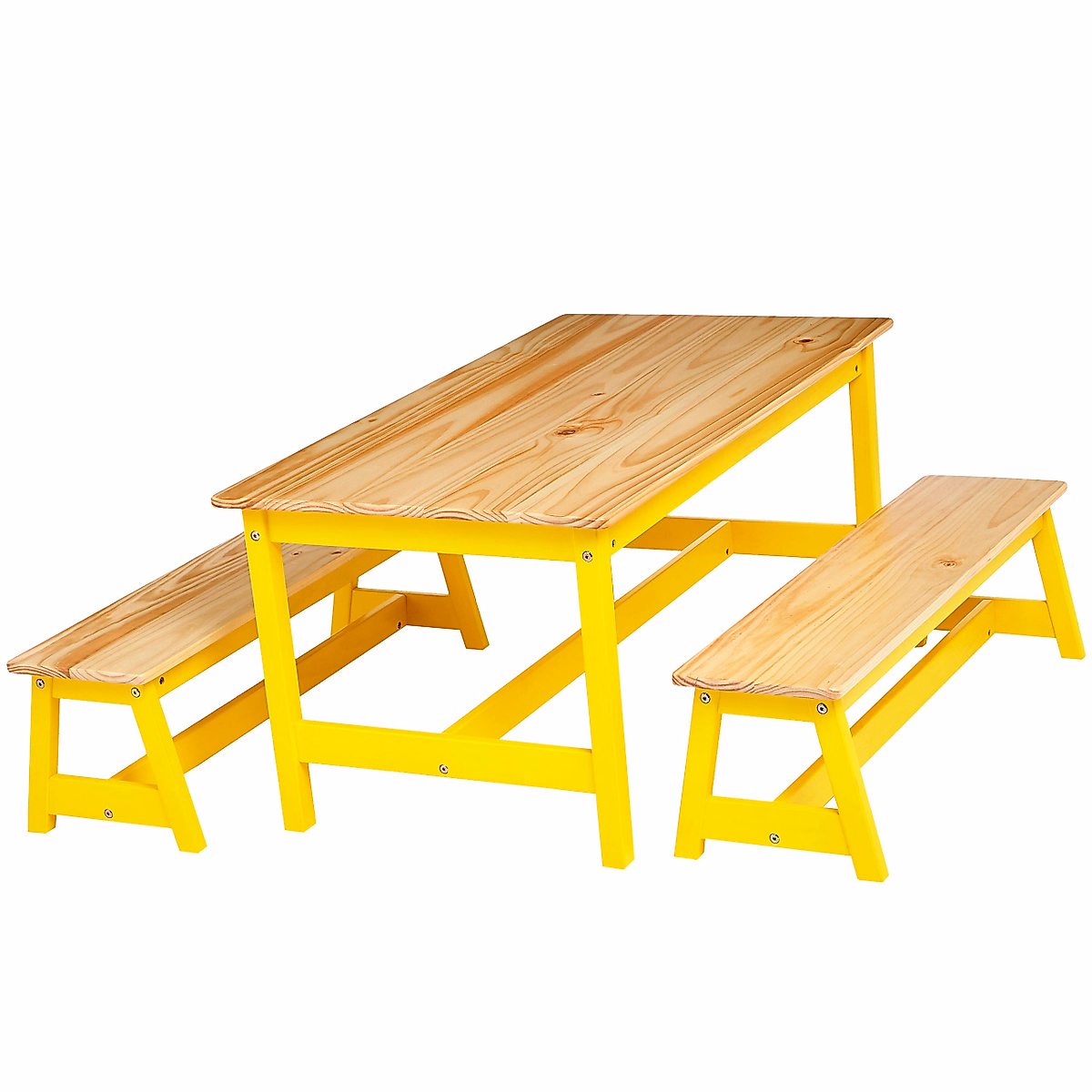 Amazon Basics Indoor Kids Table and Bench Set, Natural