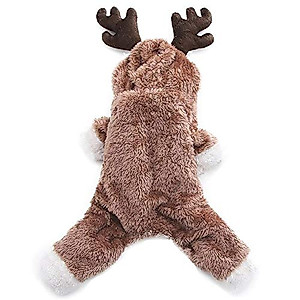 SYLALE Santa Elk Dog Costume Christmas Pet Hoodie Coat Clothes Dog Pet Clothing Winter Autumn Fit for Puppy Dog Teddy Chihuahua Yorkshire Poodle Maltese Puppy Pug
