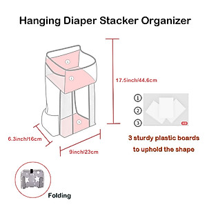 Inlisy Hanging Diaper Caddy - New Upgraded Wipe Warmer Diaper Stacker, Hanging Diaper Caddy Organizer for Changing Tables, Cribs, Walls and Doors -Gifts for Mom Newborn(Grey Stars)