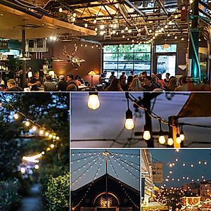 Anxbbo LED Outdoor String Lights, 48FT Patio Lights with 16 Edison Shatterproof Bulbs, UL Listed Heavy-Duty Commercial Grade Strand, Linkable Waterproof Hanging Lights for Outside Deck Backyard Garden