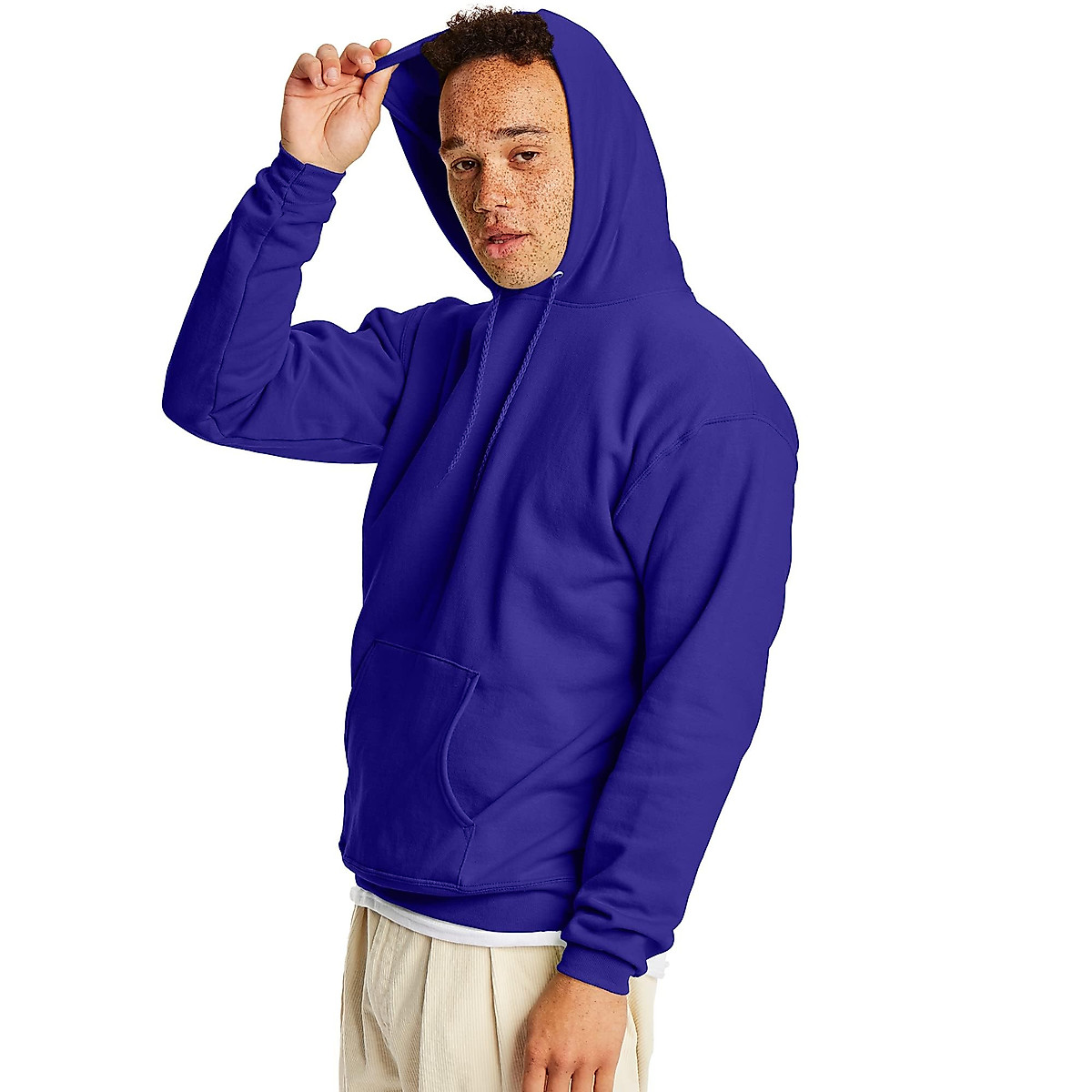 Hanes Mens Ecosmart Hoodie, Midweight Fleece Sweatshirt, Pullover Hooded For, Purple, XX-Large US