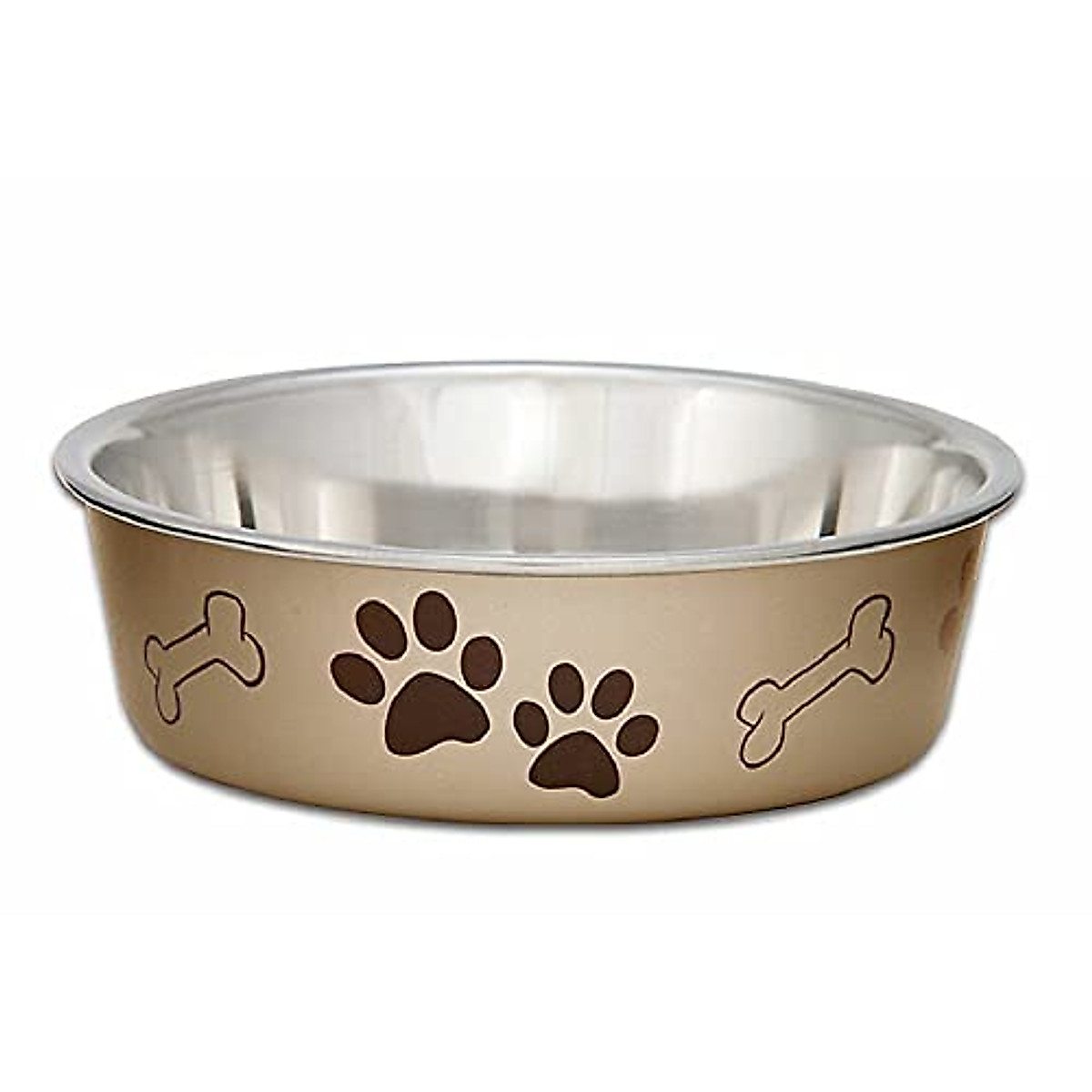 Loving Pets - Bella Bowls - Dog Food Water Bowl No Tip Stainless Steel Pet Bowl No Skid Spill Proof (Medium, Champagne)