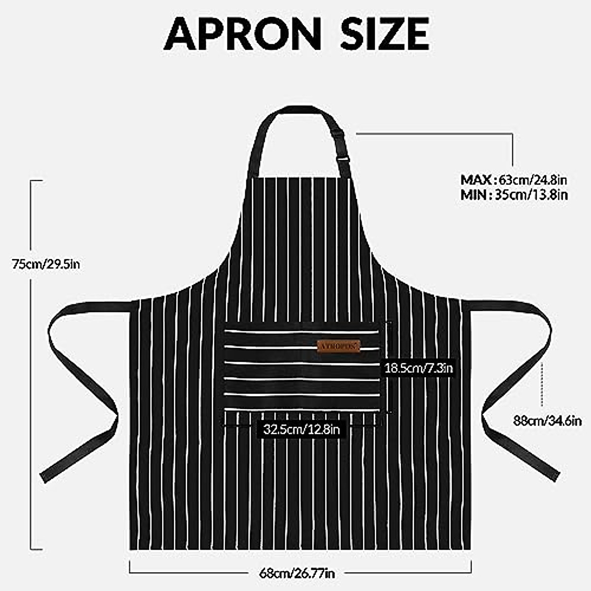 ATROPOS 2 Pieces Aprons for Women with Pockets, Aprons for Men, Womens Kitchen Apron, Cooking Apron Adjustable Bib Chef Apron(Unisex)