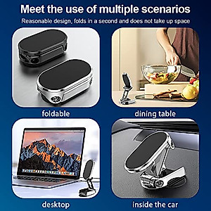 【 2-PACK】2023 New Alloy Folding Magnetic Car Phone Holder, Magnetic 360° Rotation Car Phone Holder, Universal Dashboard Car Phone Mount, Folding Magnetic phone holder for car (Black+Silver)