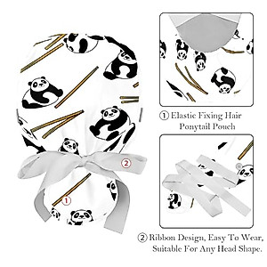 2-Pc Gourd-Shaped Working Cap,Fisherman Hat with Buttons and Cotton Sweatband,Panda Plant Cartoon Animal