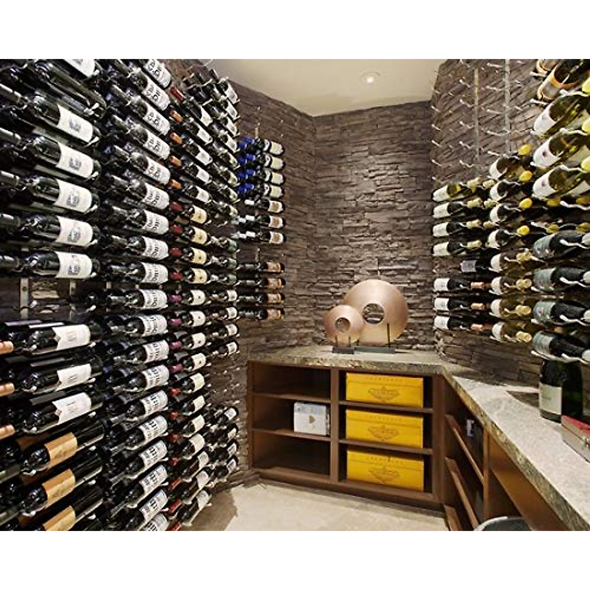 ZUOTEN 9 Bottle Wall Mounted Wine Rack | Black Fashion Modern Wine Cabinet Wall Mounted Wine Bottle Rack Metal Mounted Wine Rack Hanging Wine Rack for Home