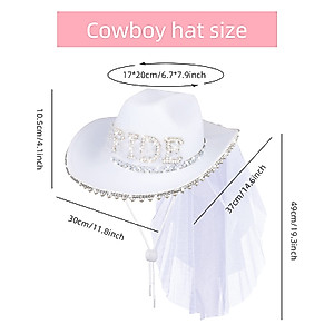 JUSTOTRY Cowgirl Hat With Veil - Bride To Be Bachelorette Party Favor