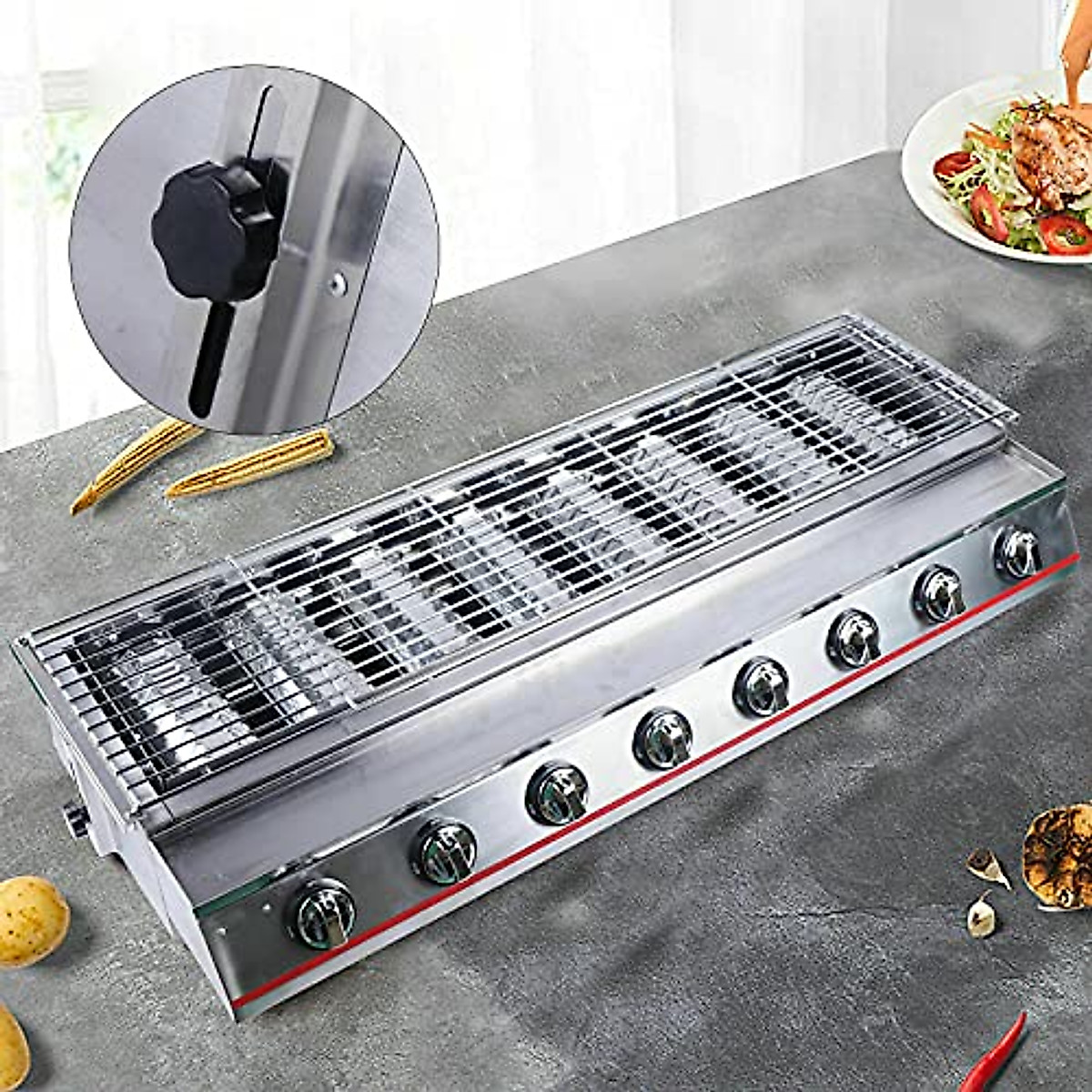 Gas Grill BBQ Gas Grills 8 Burner BBQ Grill Outdoor Party Cooker Stainless Steel Barbecue Grill Commercial Gas Grill Burners Cooker Smokeless for Camping Picnics