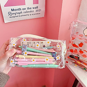 UUYYEO Clear Flower Makeup Bags Transparent Floral Cosmetic Bag Travel Wash Bag Waterproof Toiletry Storage Pouch for Women Girls Daisy