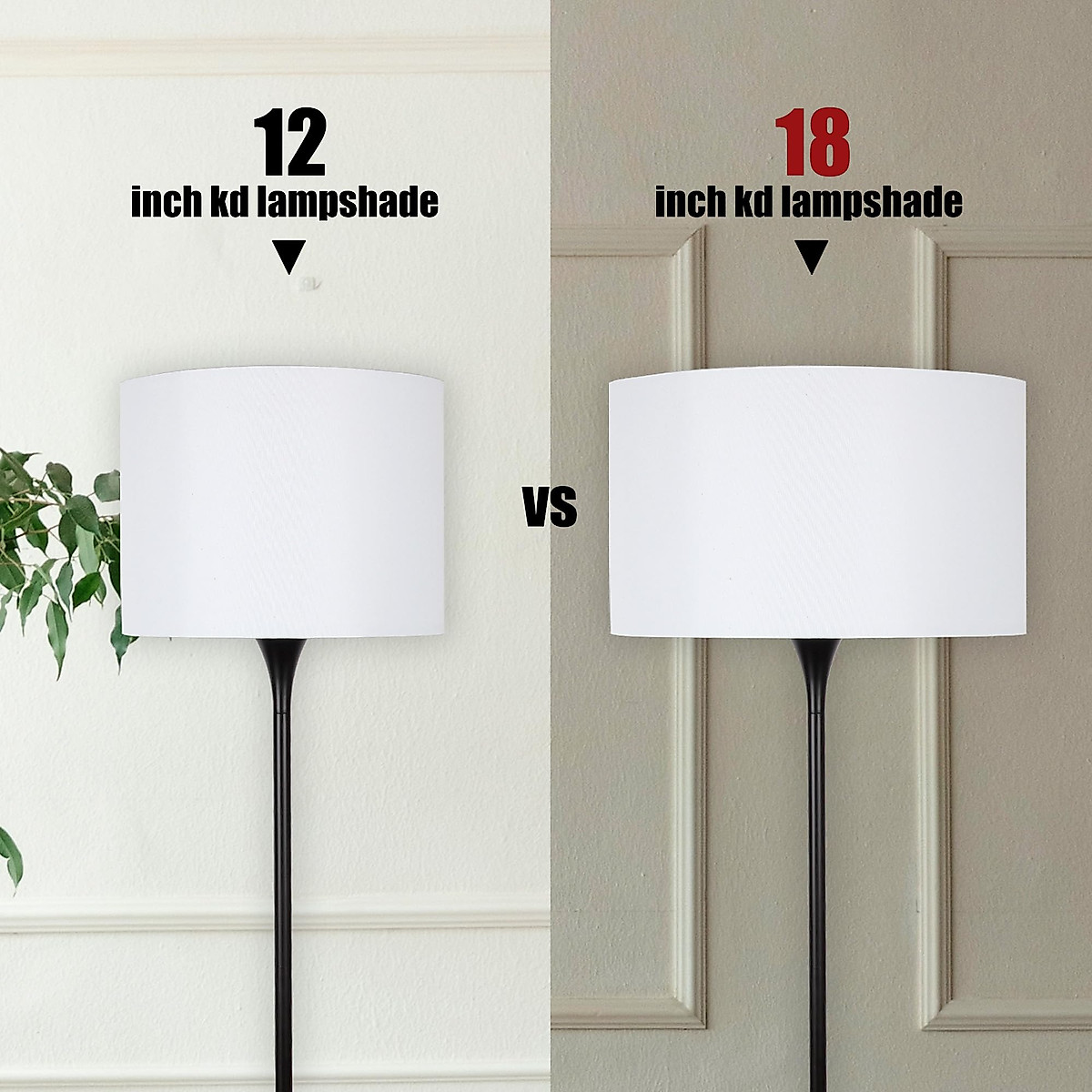 Floor Lamp Living Room 18 Inch Large Size Lampshade Modern Floor Lamp,Foot Switch Floor Lamp Easy to Assemble Standing Lamp, Suitable for Bedrooms, Study Rooms, Offices, Children's Rooms
