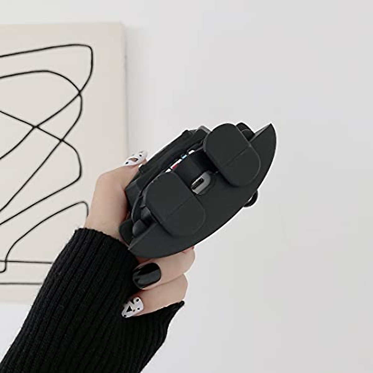 Awin Case for Airpods Pro Case,3D Cute Cartoon Anime Airpod Pro Case,3D Kawaii Unique Cool Character Fashion Keychain Kits Kids Teens Boys Men Soft case for Airpods Pro 2019 Case (New Black Man)